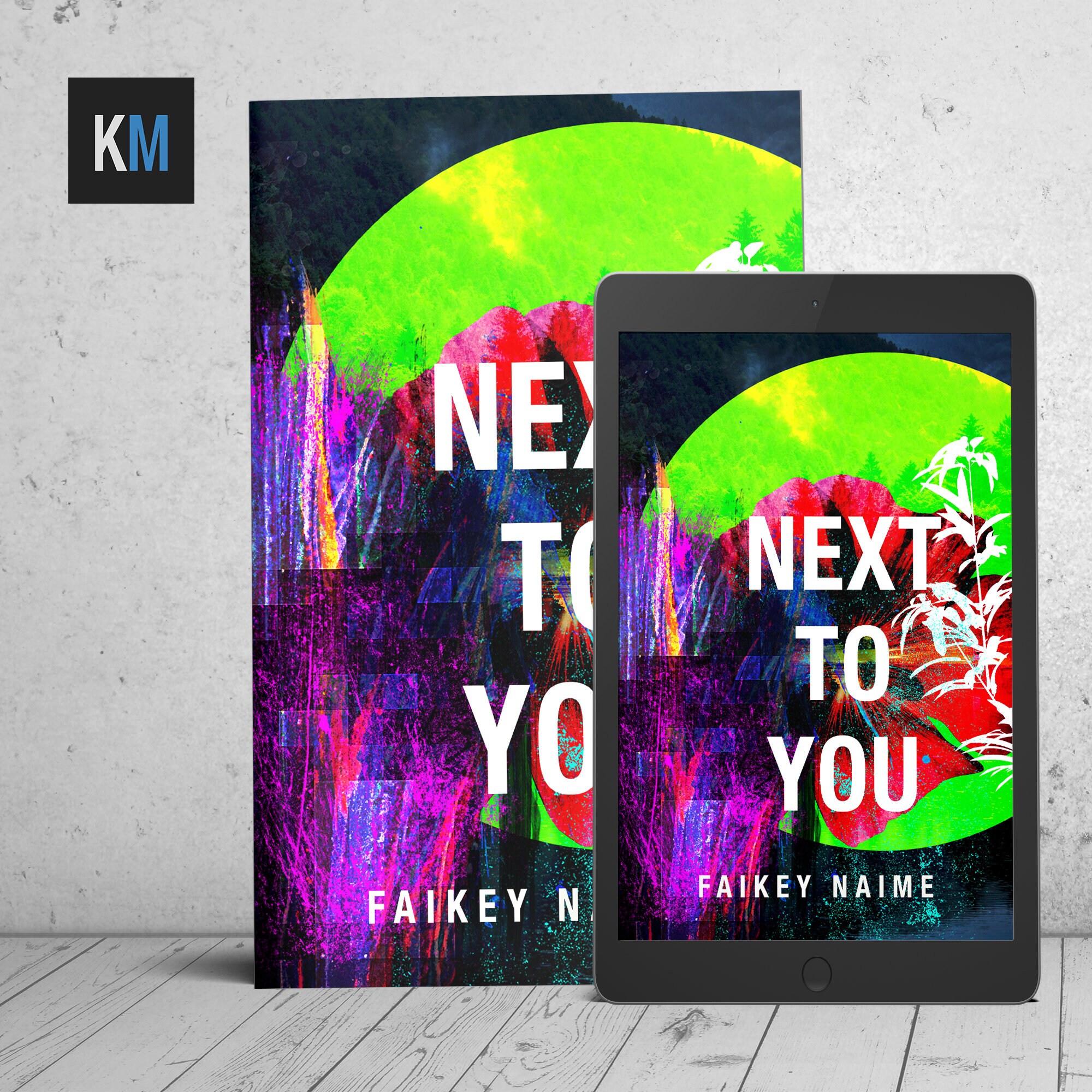 Pre-made Ebook Cover "next to You" (neon/circle/abstract) - Etsy UK