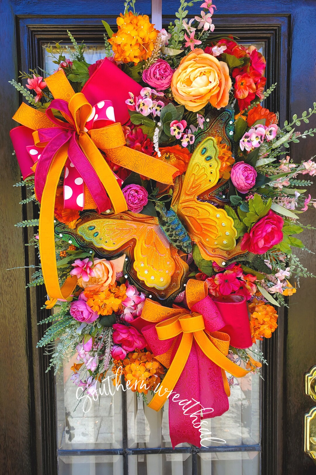 Butterfly Door Swag, Monarch Butterfly Wreath, Floral Butterfly Decor ...