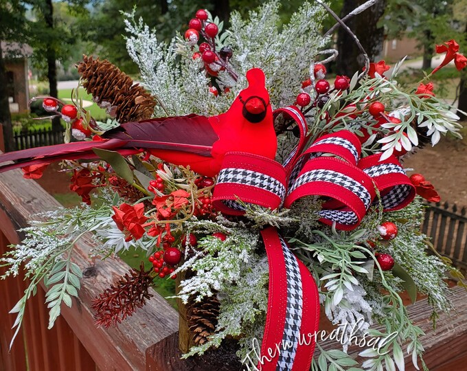 Christmas Cardinal Arrangement, Cardinal Memorial Holiday Centerpiece ...