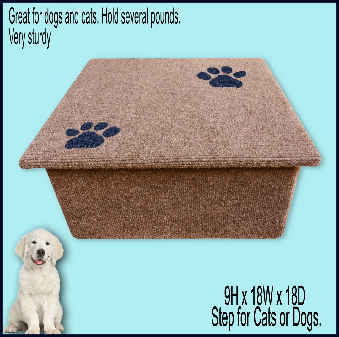 Doggy Step in Beige Color With Inlaid Paw Prints. Pet Furniture. Puppy ...