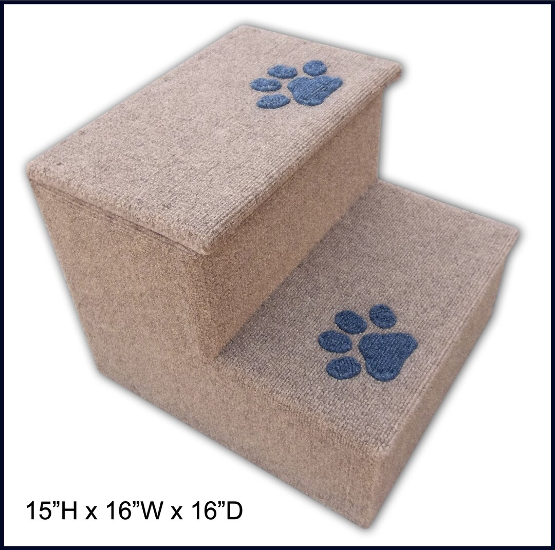 Sturdy Dog Steps With Inlaid Paw Prints. 15 H X 16 W X 16 D. Pet Stairs ...