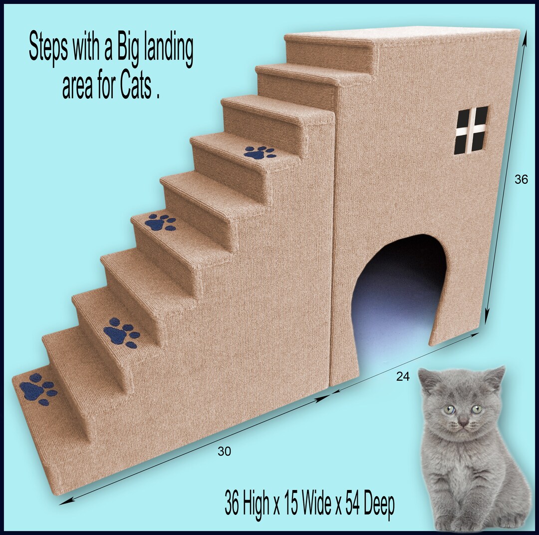 Pet Steps for Cats With Inlaid Paw Prints and Large Landing Area ...