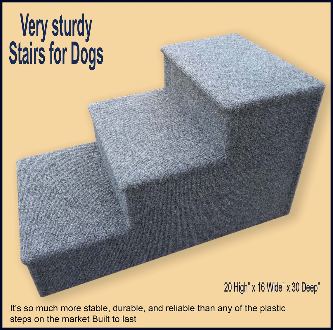 Pet Steps, 20H X 16W X 30D, 3 Steps for Dogs, Steps Indoor, Dog ...