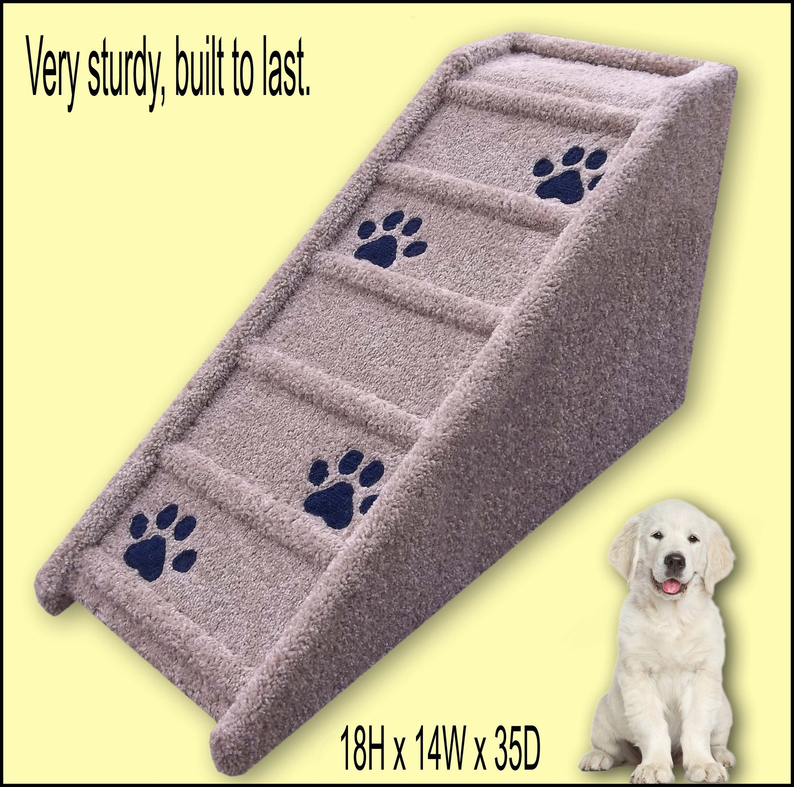 Pet Ramp With Inlaid Paw Prints. Dog Ramp 18hx14wx35d, Dog Ramp, Pet ...