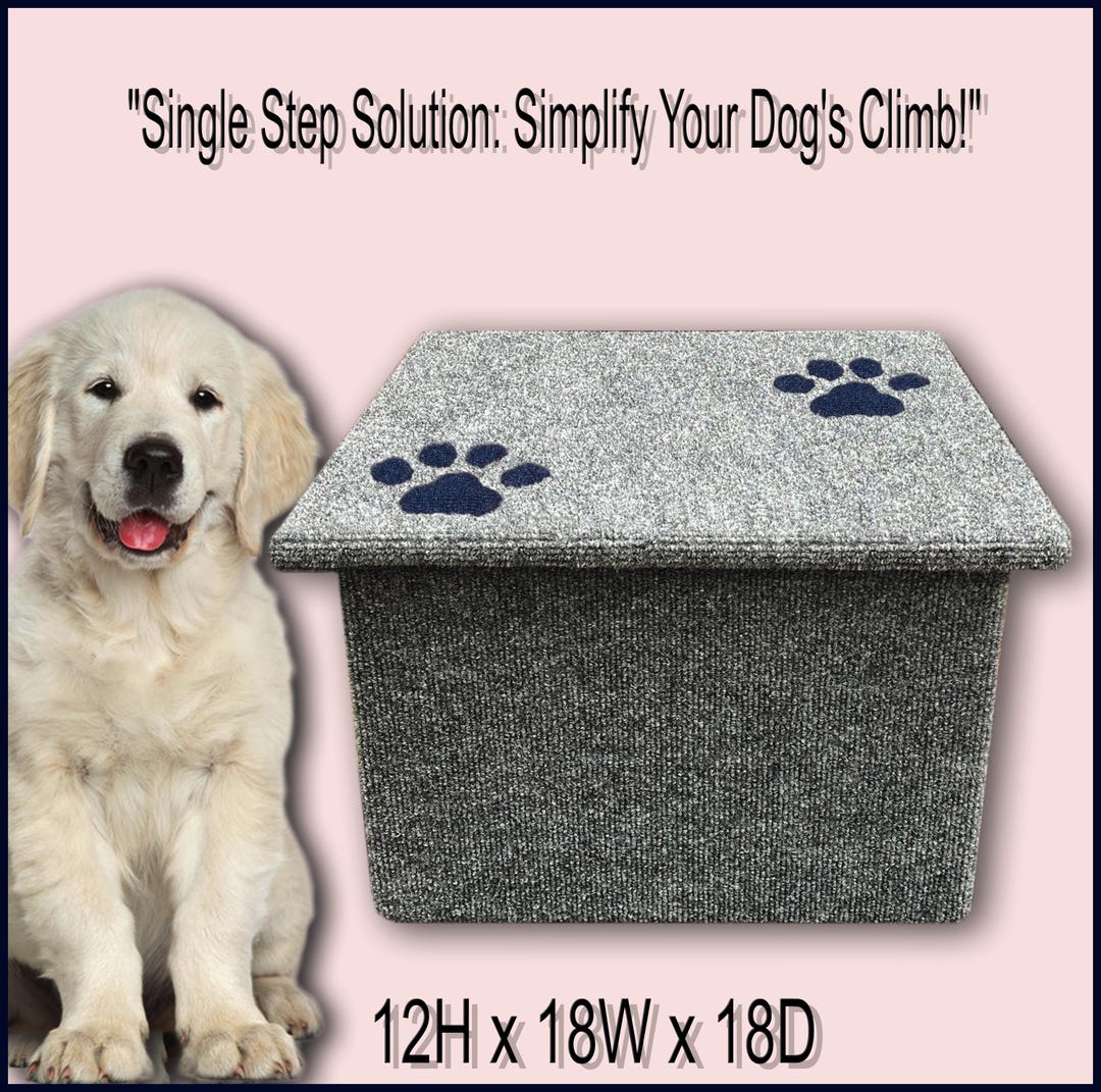 Single Pet Step With Paw Prints, 12''H X 18''W X 18''D. Dog Stairs, Dog ...