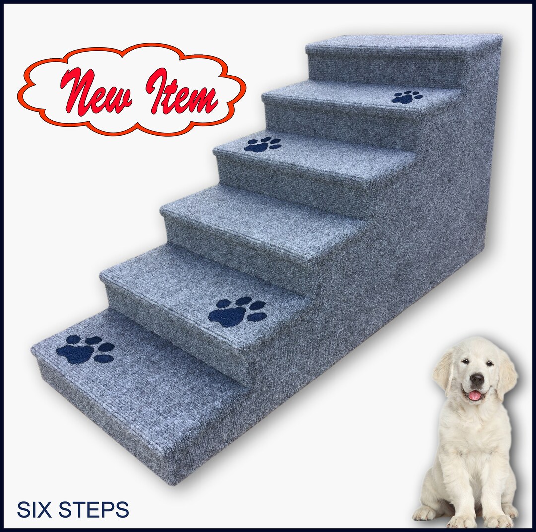 Pet Steps With Inlaid Paw Prints, Dog Steps Gray Color, Small to Medium ...