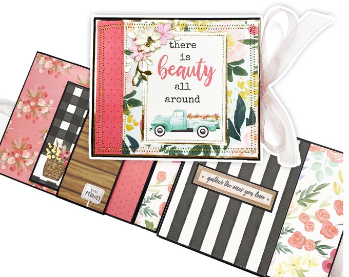 Floral Mini Album, Inspirational Scrapbook Album, Flower Album Folio ...