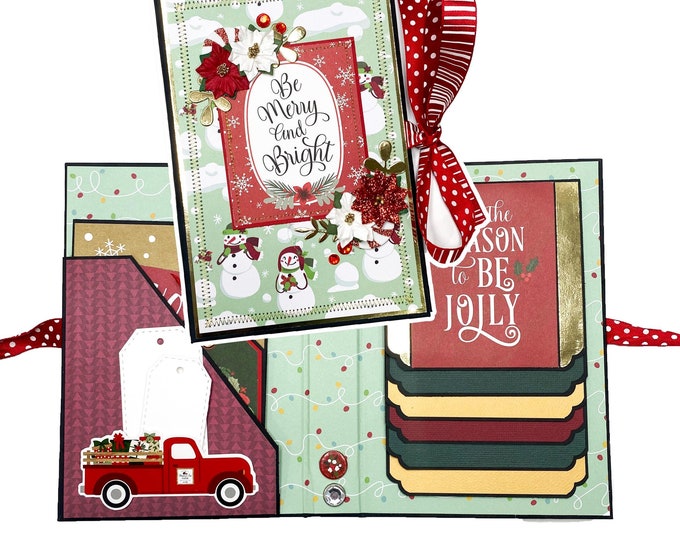 Christmas Folio Album With Waterfall and Pocket for Photos, Christmas ...