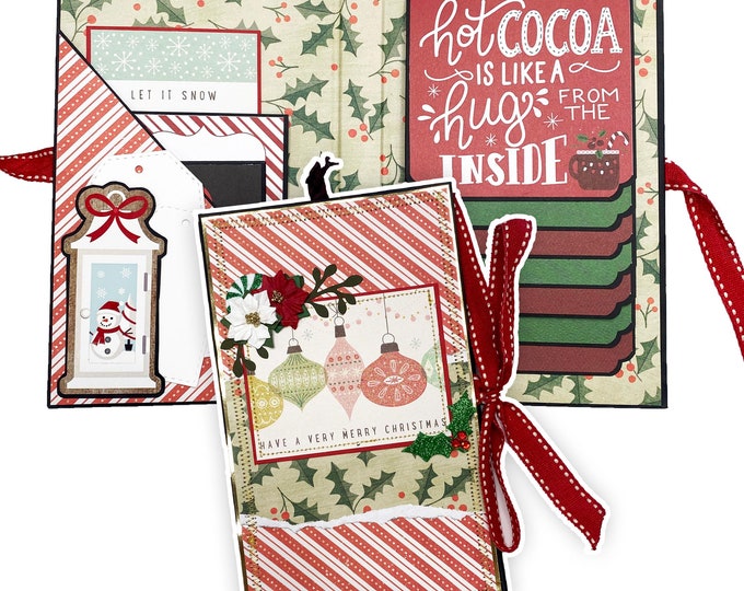 Christmas Folio Album With Waterfall and Pocket for Photos, Christmas ...