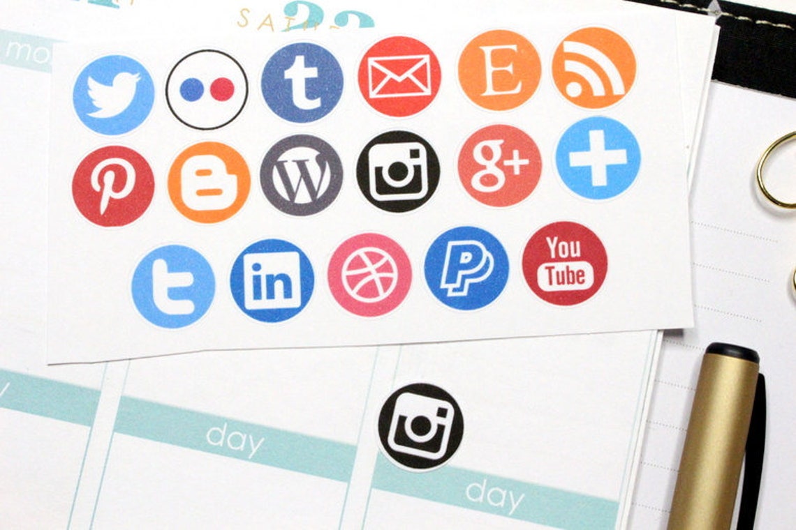 Social Media Stickers for Planner Calendar Functional - Etsy