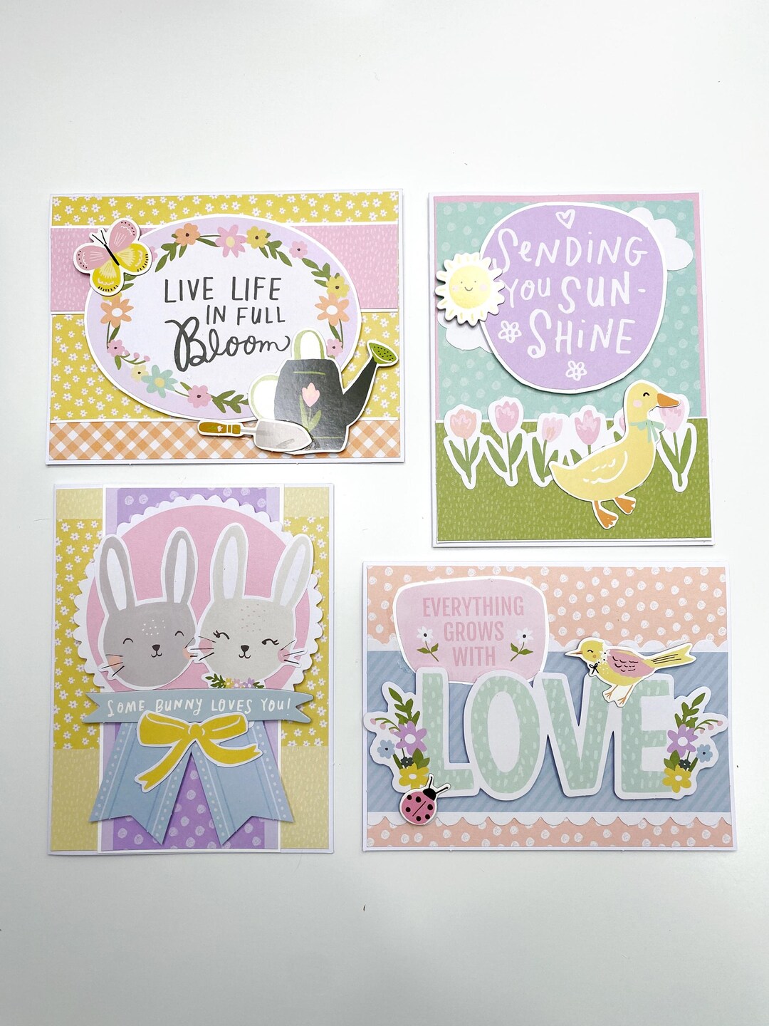 4 Spring Easter Cards, Handmade Easter Cards Set of 4, Happy Easter ...