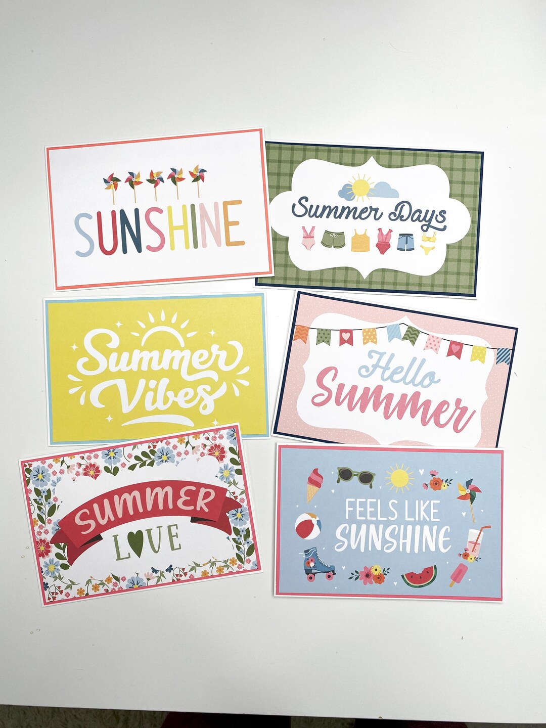 6 Handmade Summer Cards, Summer Note Cards With Envelopes, Summer Note ...