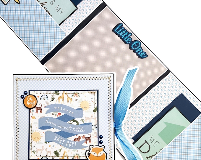 Handmade Baby Trifold Folio Card, Baby Card, Baby Boy Card Folio With ...