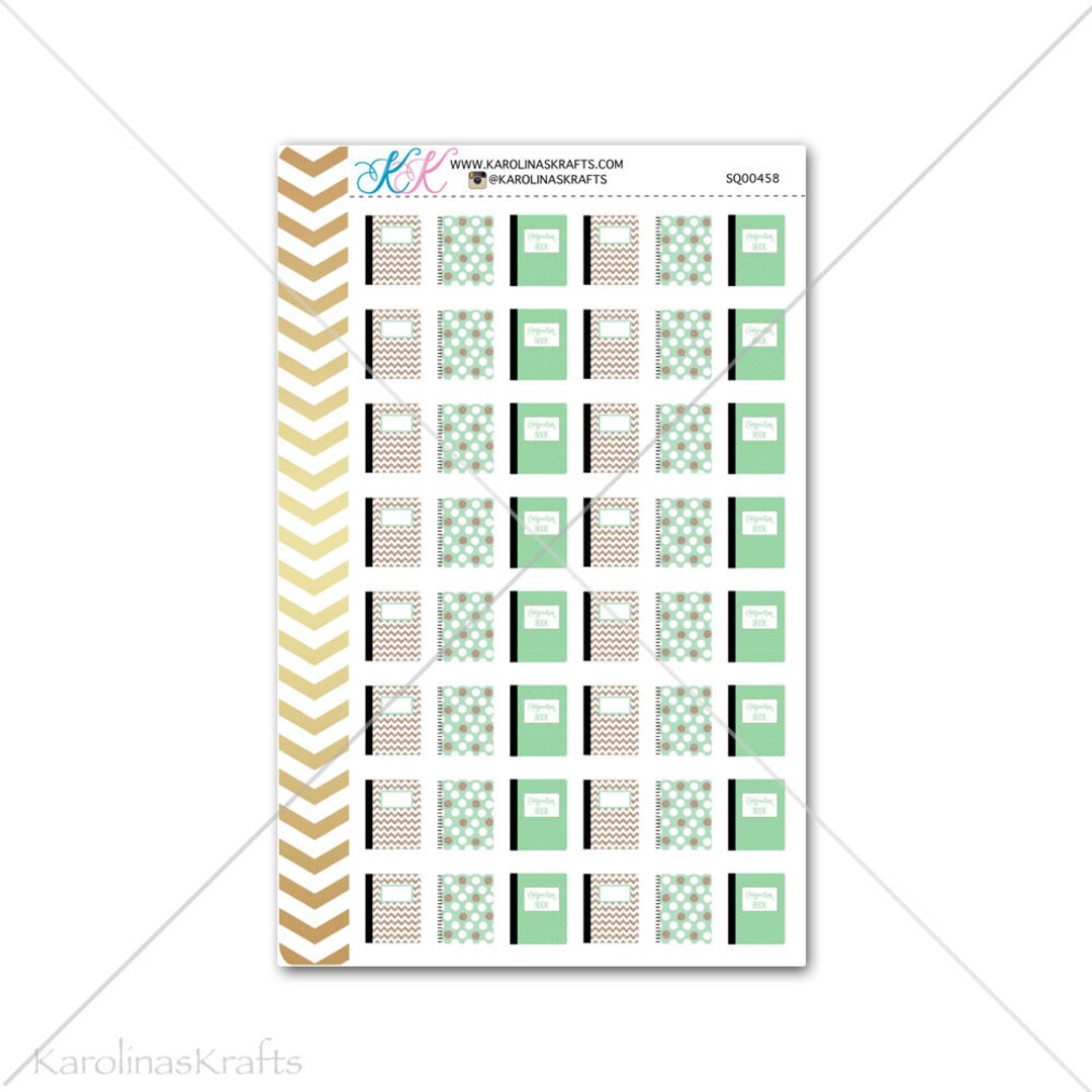 Mint & Gold Notebook Stickers for Planner, Calendar! Functional Planner ...