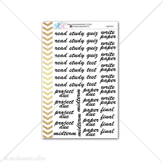 Word Art School Stickers for Planner Calendar Functional | Etsy