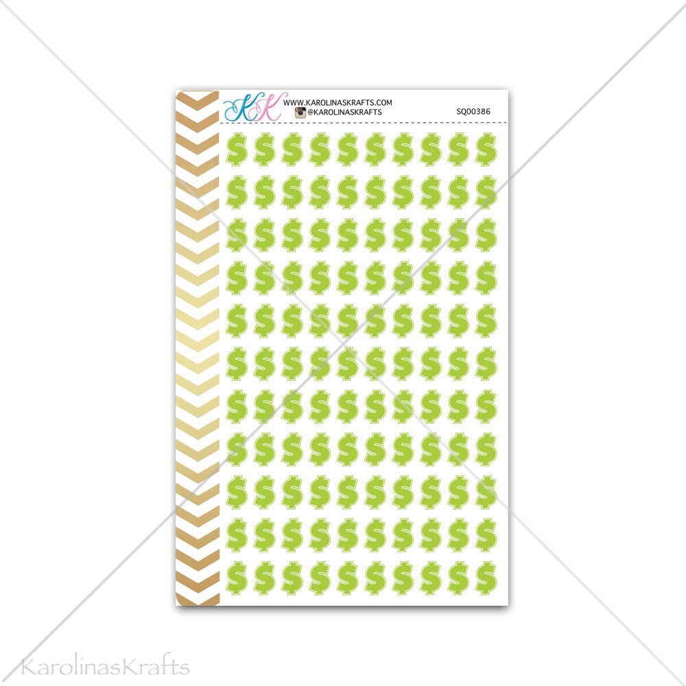 Green money sign Stickers for planner calendar Functional | Etsy