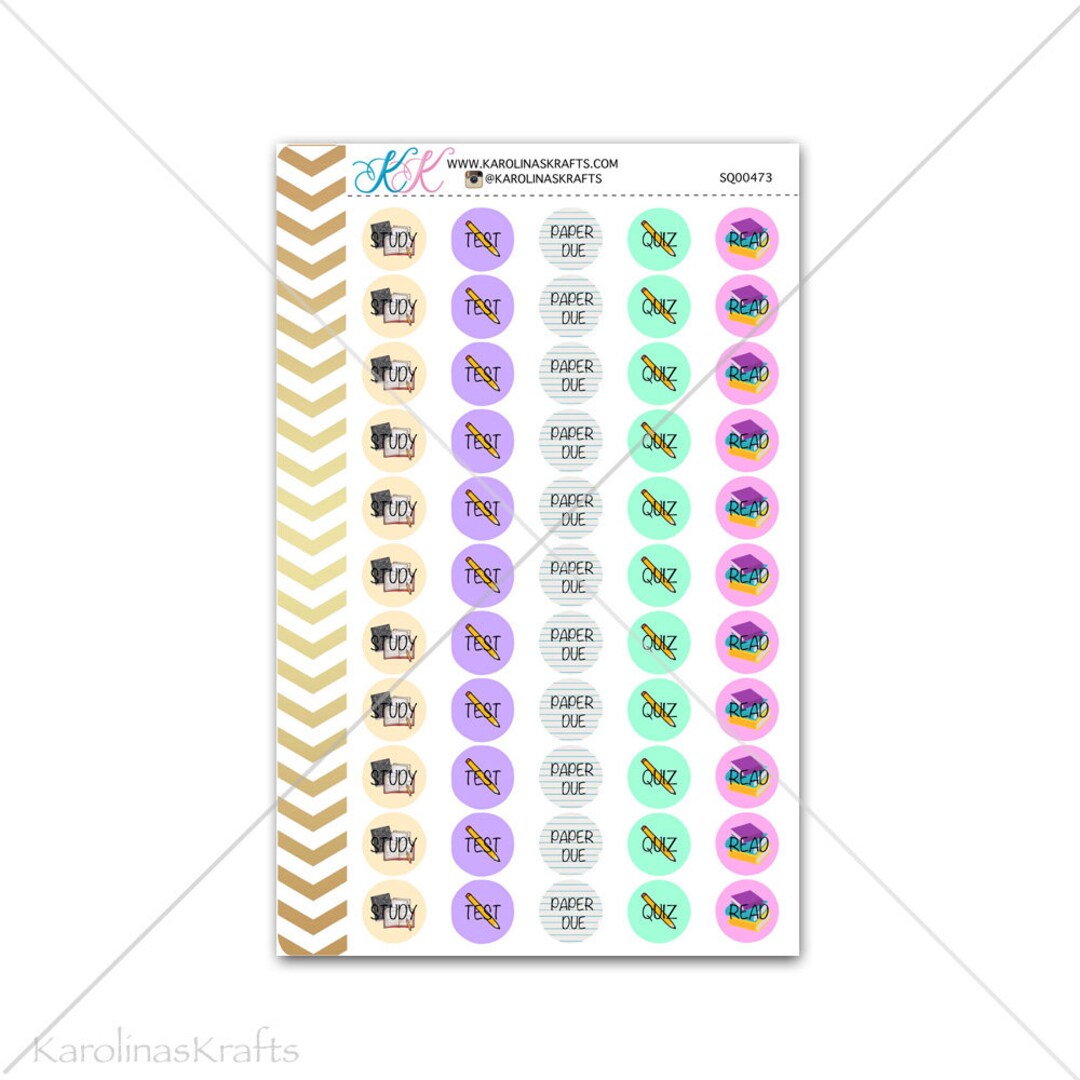 School Task Circle Stickers for Planner, Calendar! Functional Planner ...
