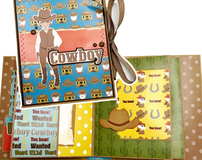 Cowboy Mini Album, Cowboy Scrapbook Album, Cowboy Themed Album Folio ...