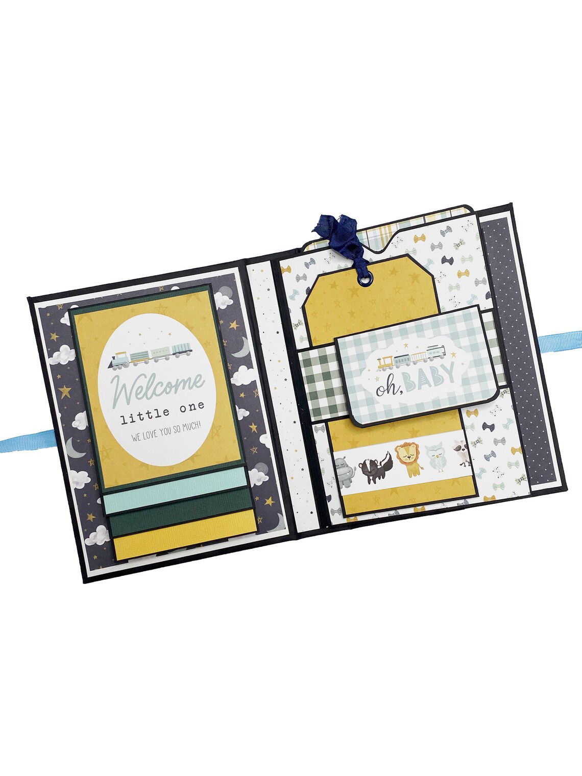 Baby Boy Album With Double Waterfall Baby Scrapbook Album - Etsy