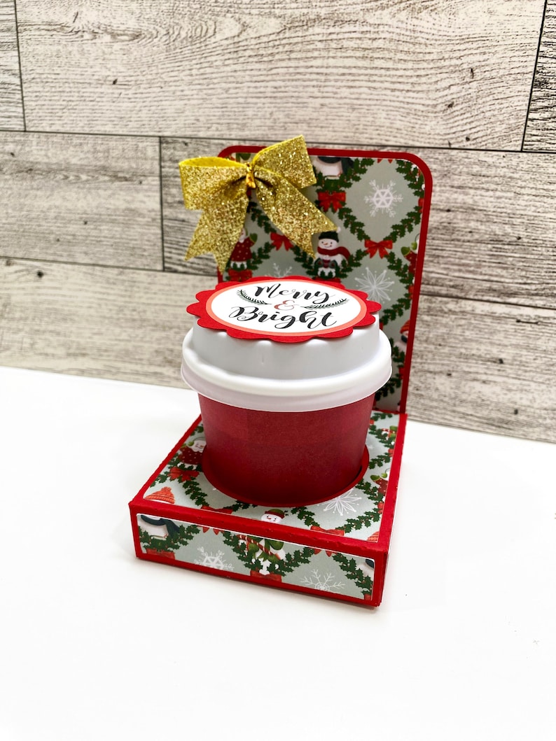 Coffee Cup Gift Card Holder W/ Mini Coffee Cup, Gift Card Holder Xmas ...
