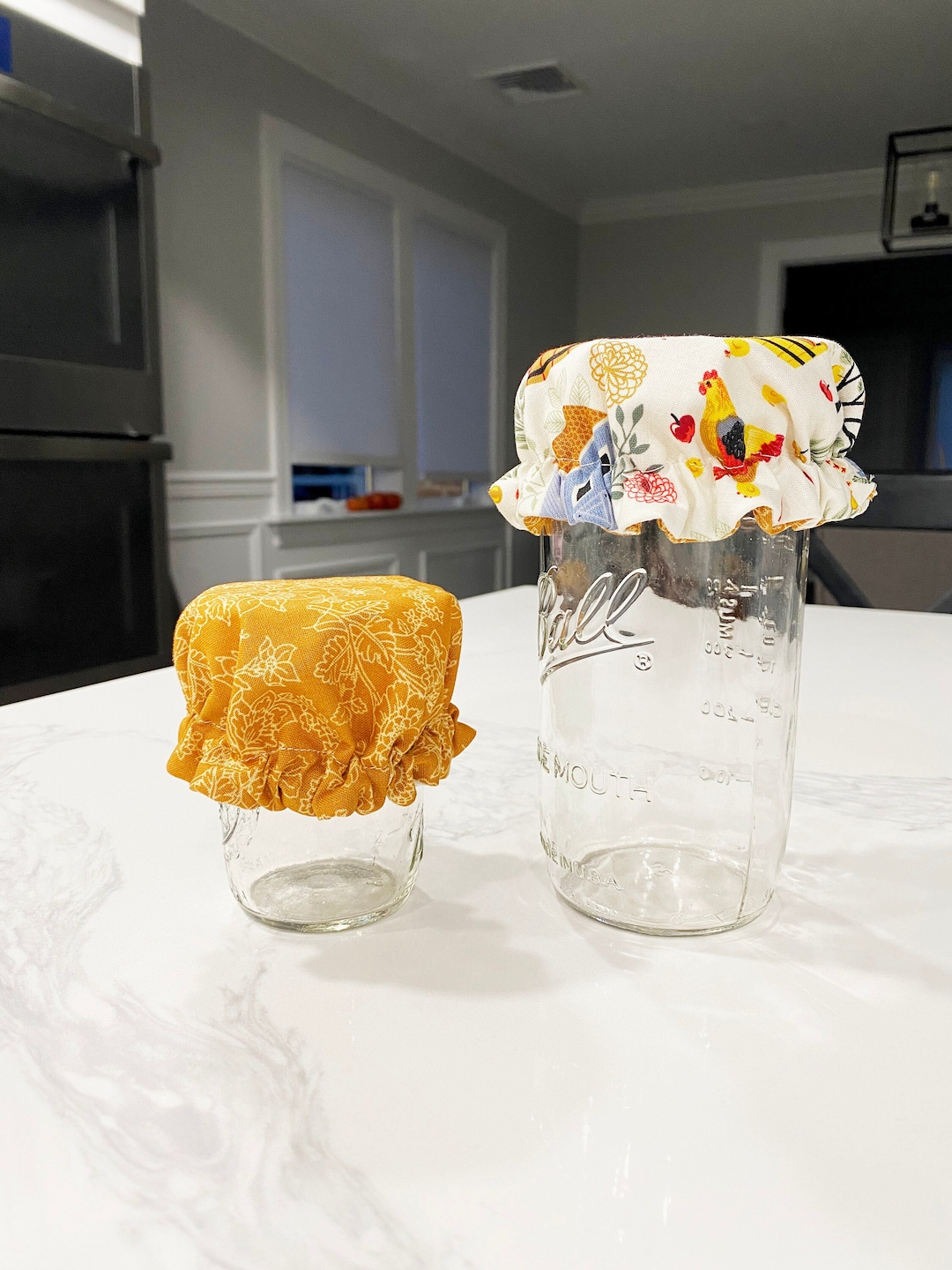 Reusable Jar Cover for Kitchen, Reversible Jar Cozy for Sourdough ...