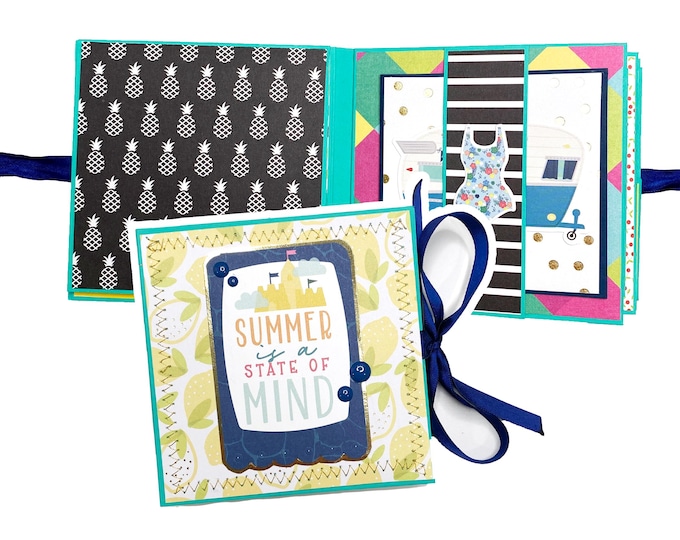 Summer 4x4 Mini Album, Summer Scrapbook Album, Summer Photo Album, Mini ...