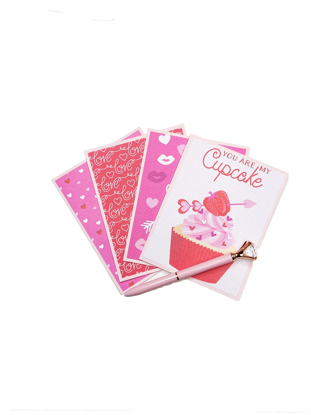 4 Handmade Valentines Cards, Love Note Cards With Envelopes, Valentine ...