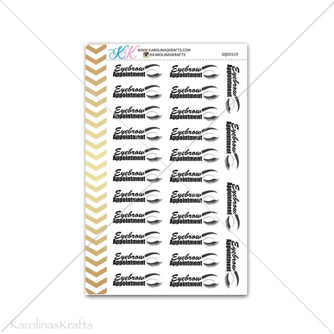 Eyebrow Appointment Stickers for Planner, Calendar! Functional Planner ...