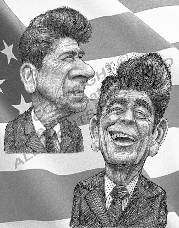 Ronald Reagan Caricature Photos: David Levine's Presidential