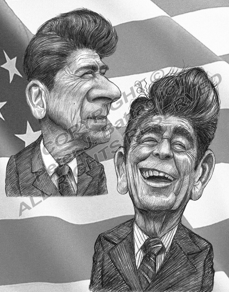 Ronald Reagan Caricature Art Print Limited Edition - Etsy