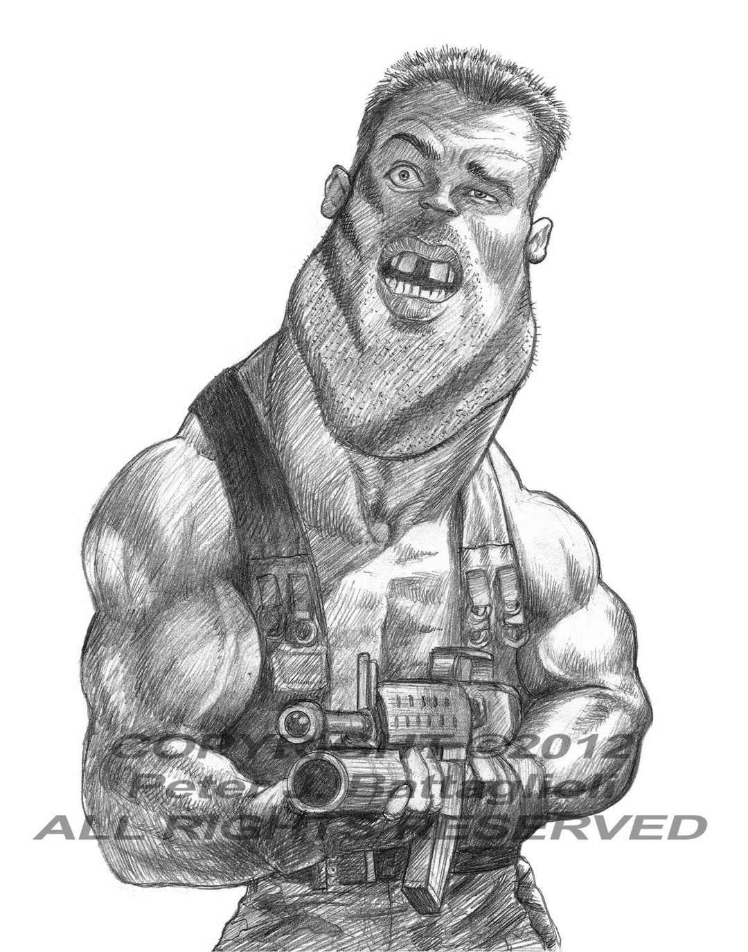Arnold Schwarzenegger Predator Caricature Sketch Art Print - Etsy