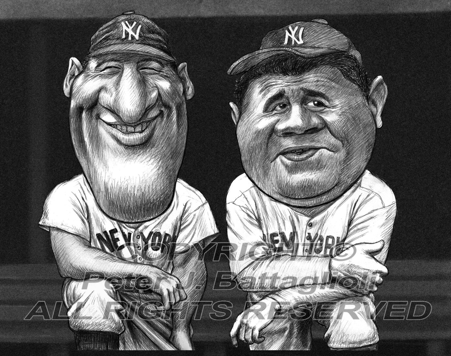Babe Ruth Lou Gehrig Caricature Limited Edition Art Print - Etsy