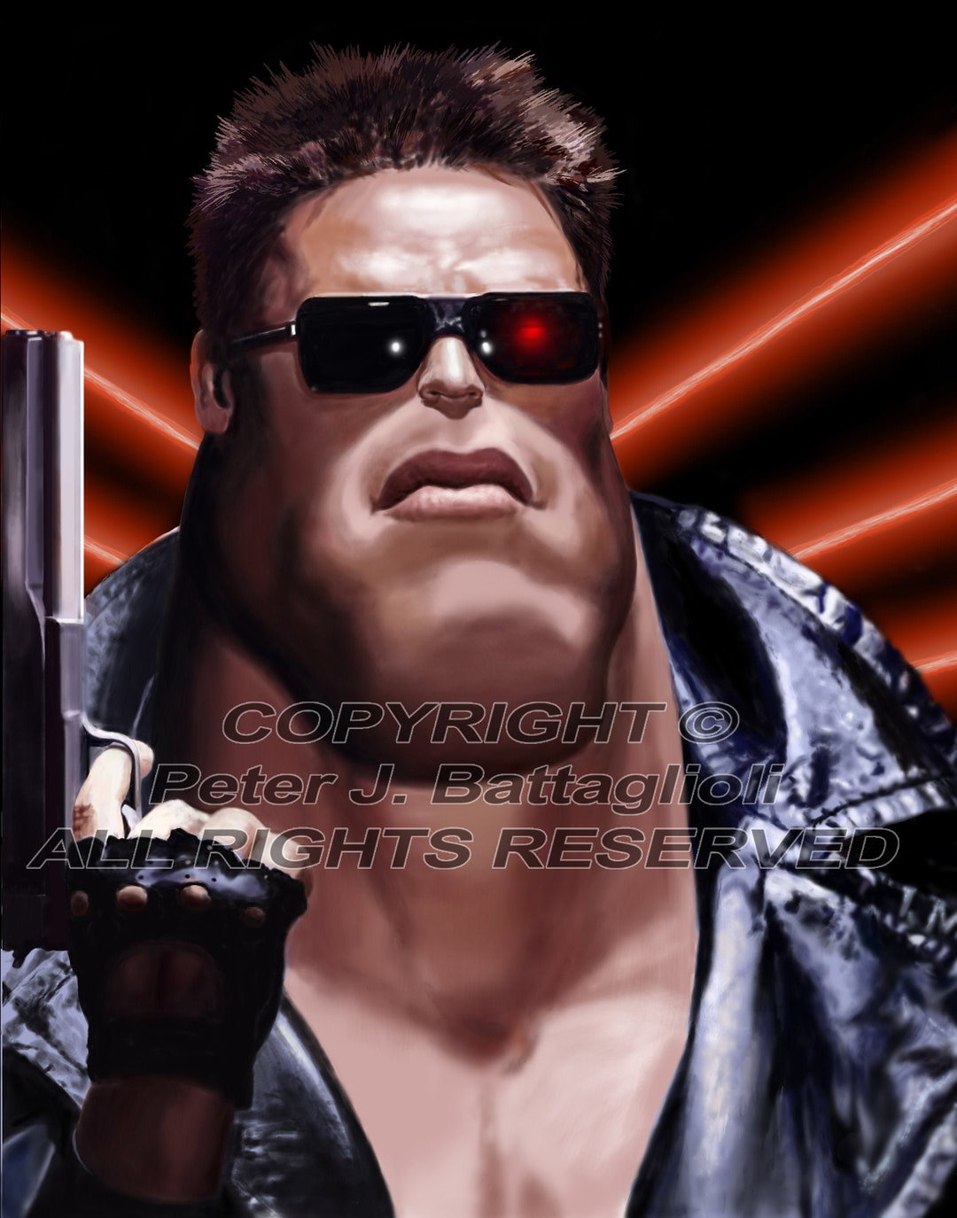 Arnold Schwarzenegger Terminator Caricature Art Print - Etsy
