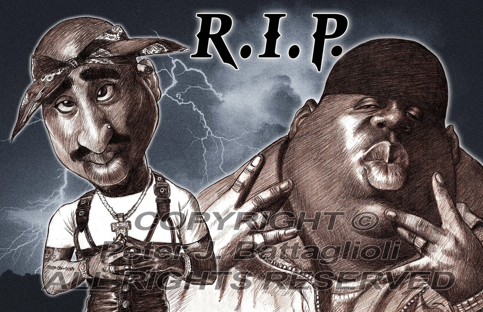 Tupac and Biggie R.I.P. Cartoon Caricature Art Print Limited Edition - Etsy