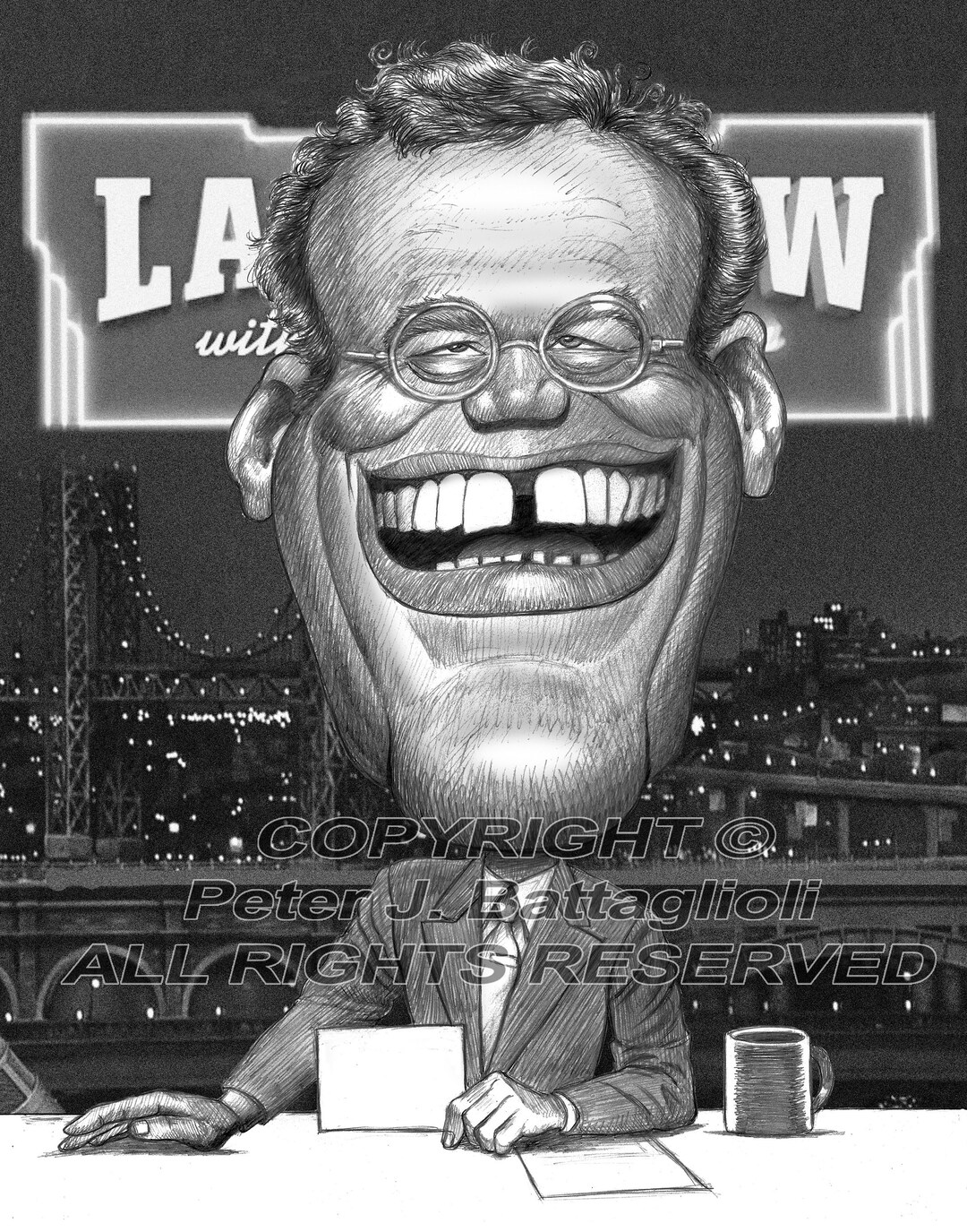 David Letterman Cartoon Caricature Limited Edition Art Print - Etsy
