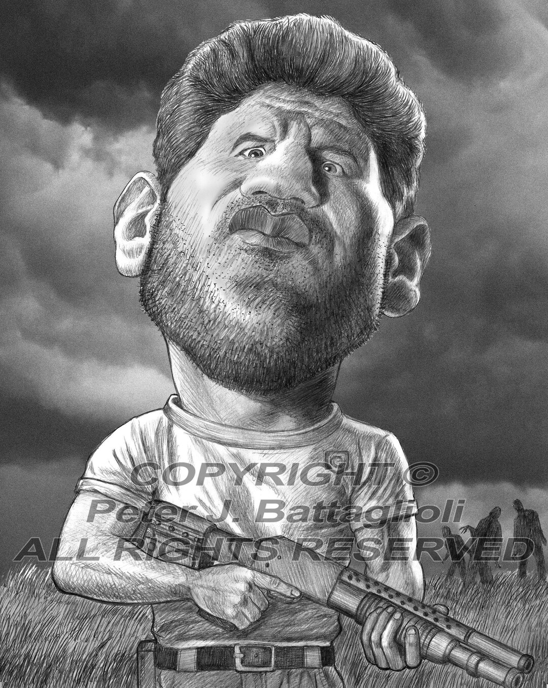 Walking Dead Shane Walsh Jon Bernthal Caricature Art Print - Etsy