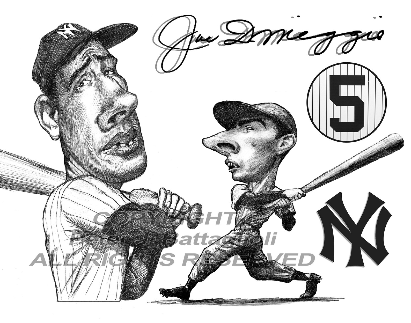 Joe Dimaggio 2 Caricature Art Print Limited Edition - Etsy