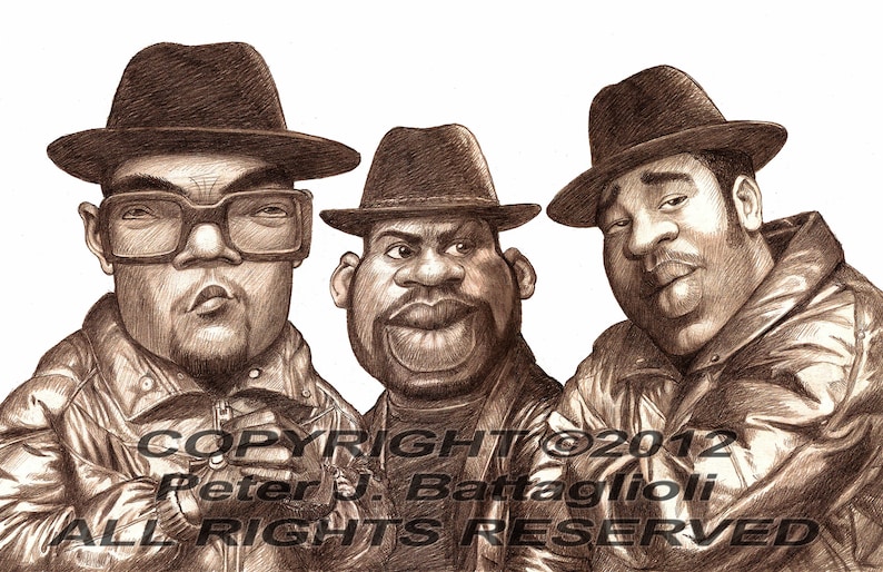 Run-dmc 2 Cartoon Caricature Art Print Limited Edition - Etsy