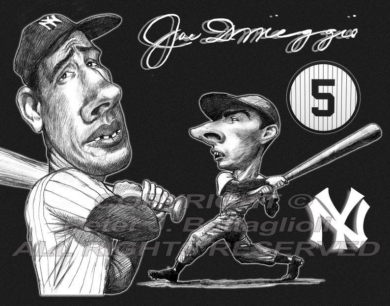 Joe Dimaggio 2 Caricature Art Print Limited Edition - Etsy