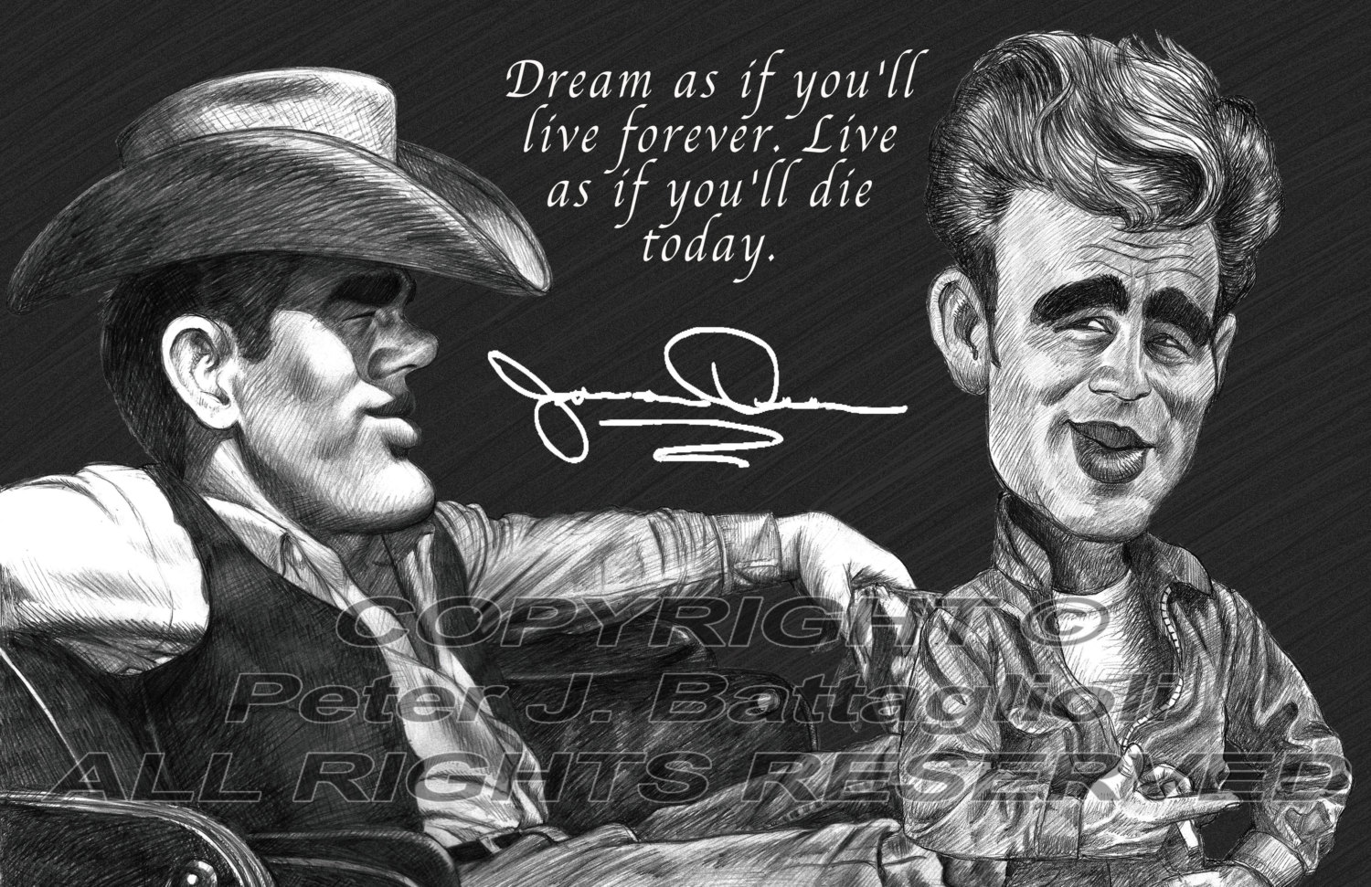 James Dean 2 Caricature Limited Edition Art Print by Battaglioli ...