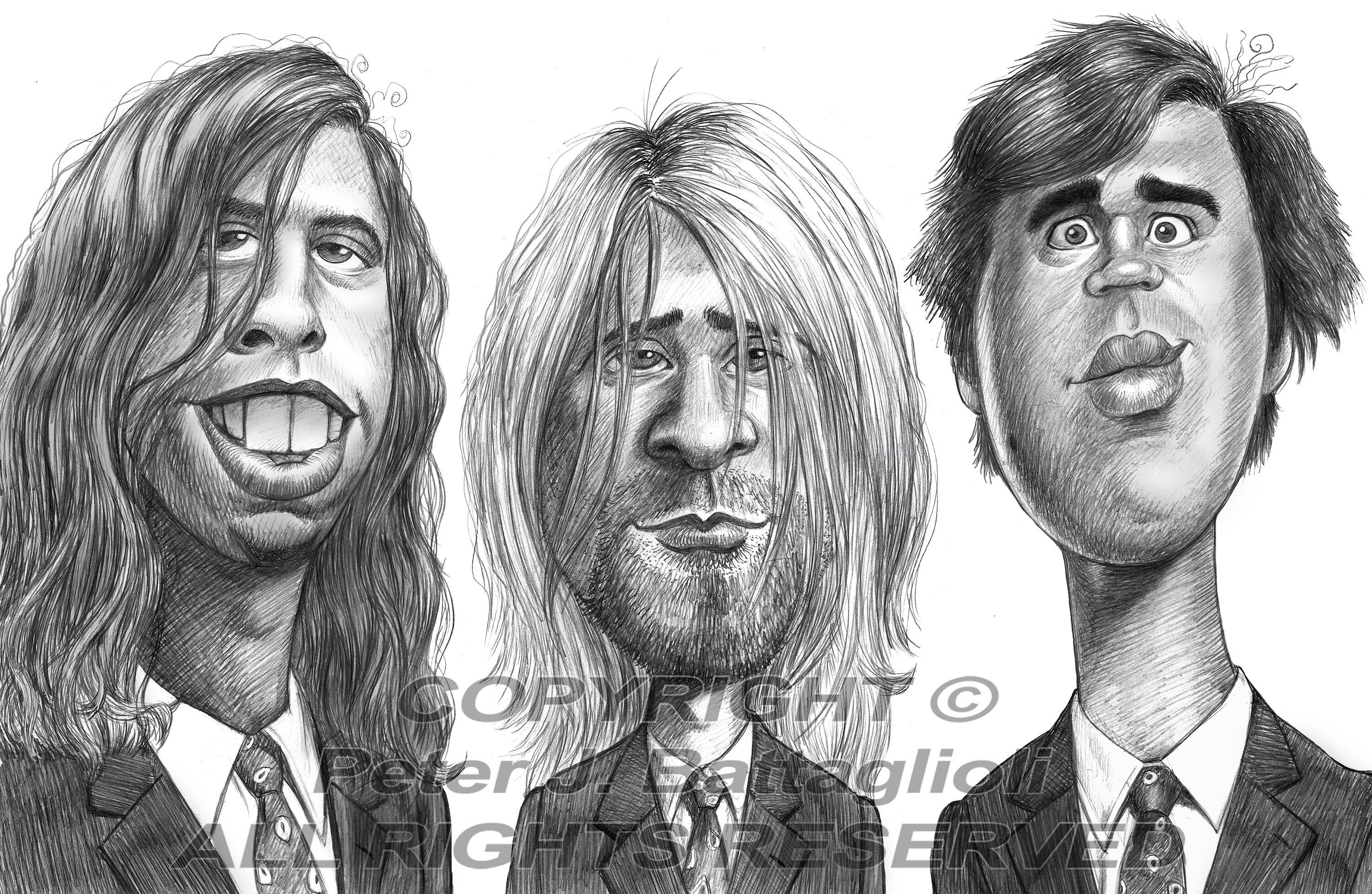 Nirvana Caricature Art Print by Peter J Battaglioli - Etsy