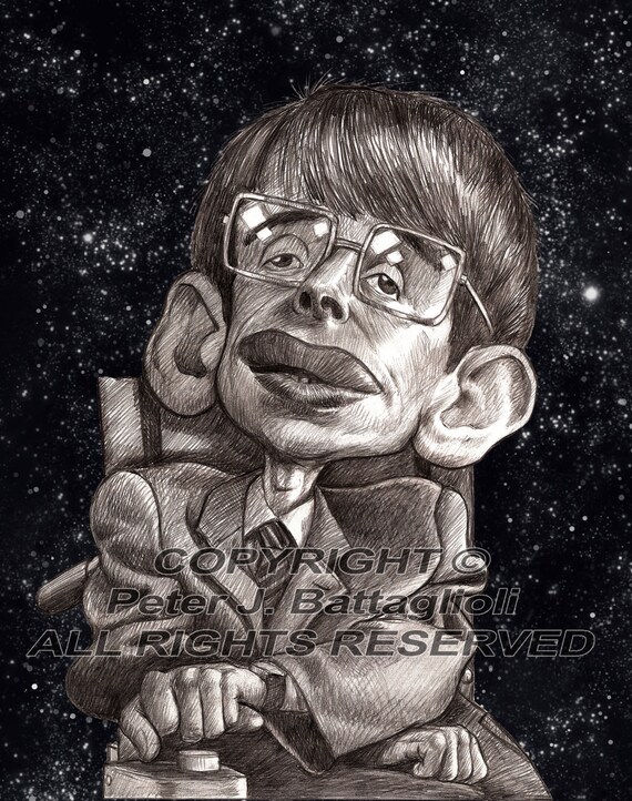 Stephen Hawking Caricature Art Print | Etsy