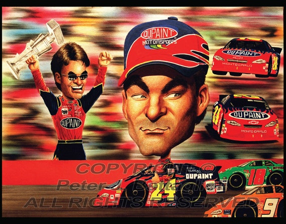 Jeff Gordon Caricature Art Print Limited Edition by | Etsy