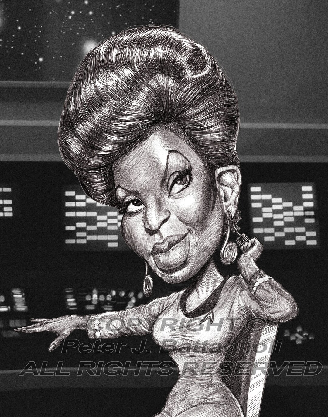 Star Trek Uhura Caricature Art Print Limited Edition - Etsy