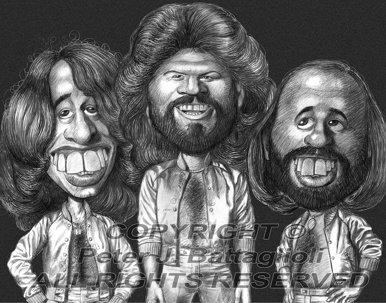 Bee Gees the Gibb Brothers Caricature Art Print - Etsy