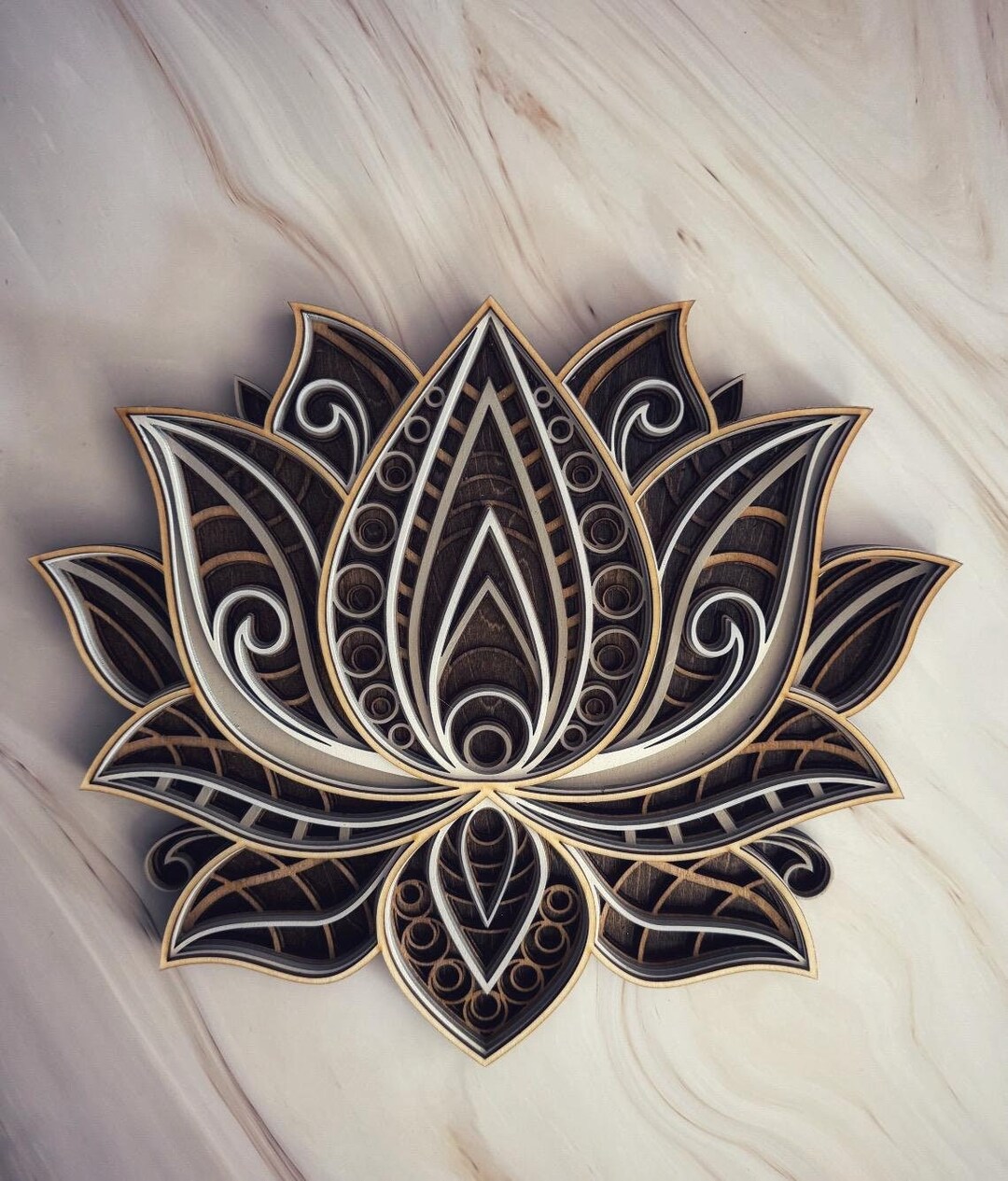 Lotus Decor - Layered Wood Lotus Flower: Mandala Wall Art, Home Door ...