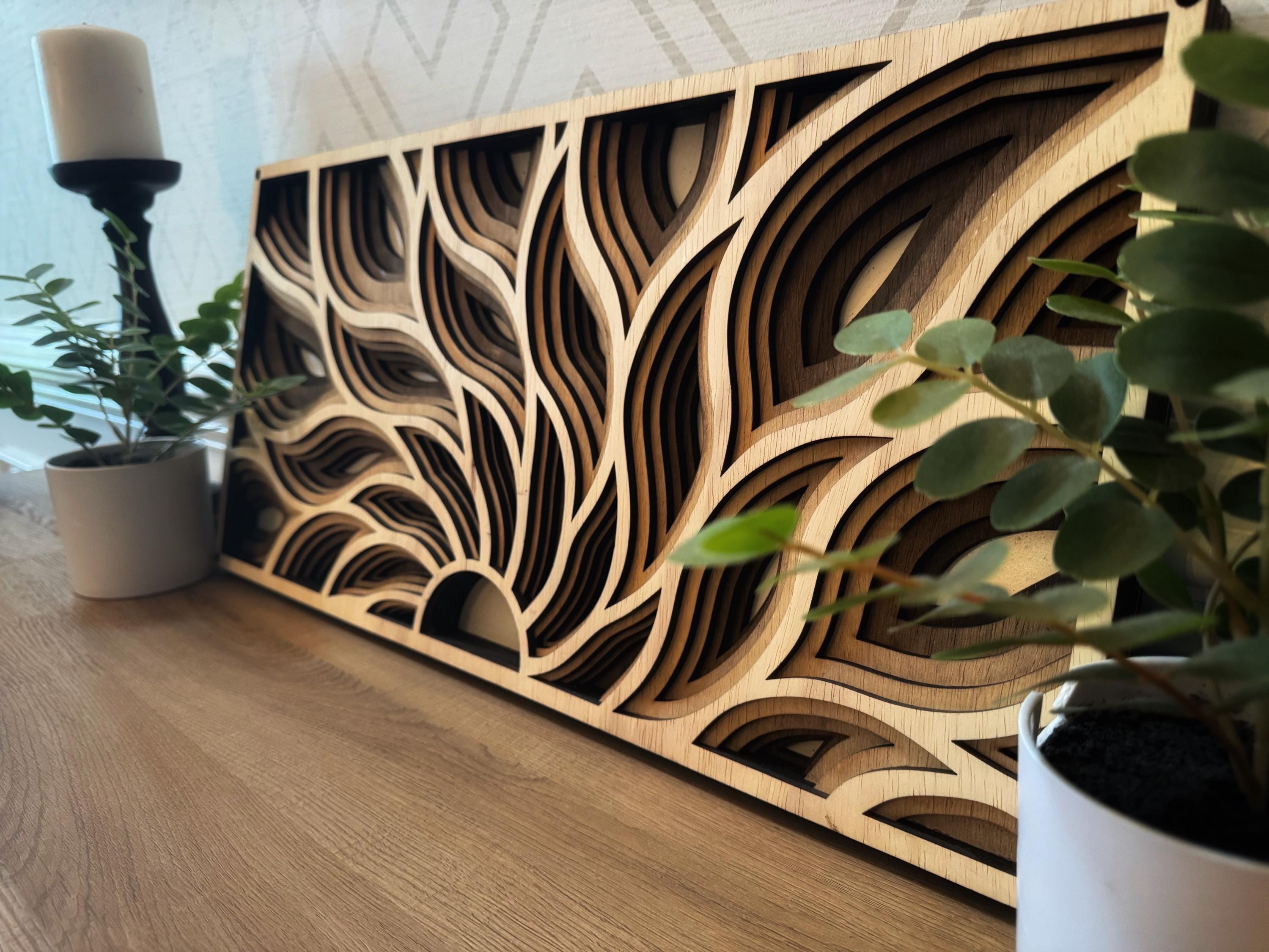 Multilayer Wooden Sunburst Wall Art: 3D Sunrise Decor - Layered Wood ...