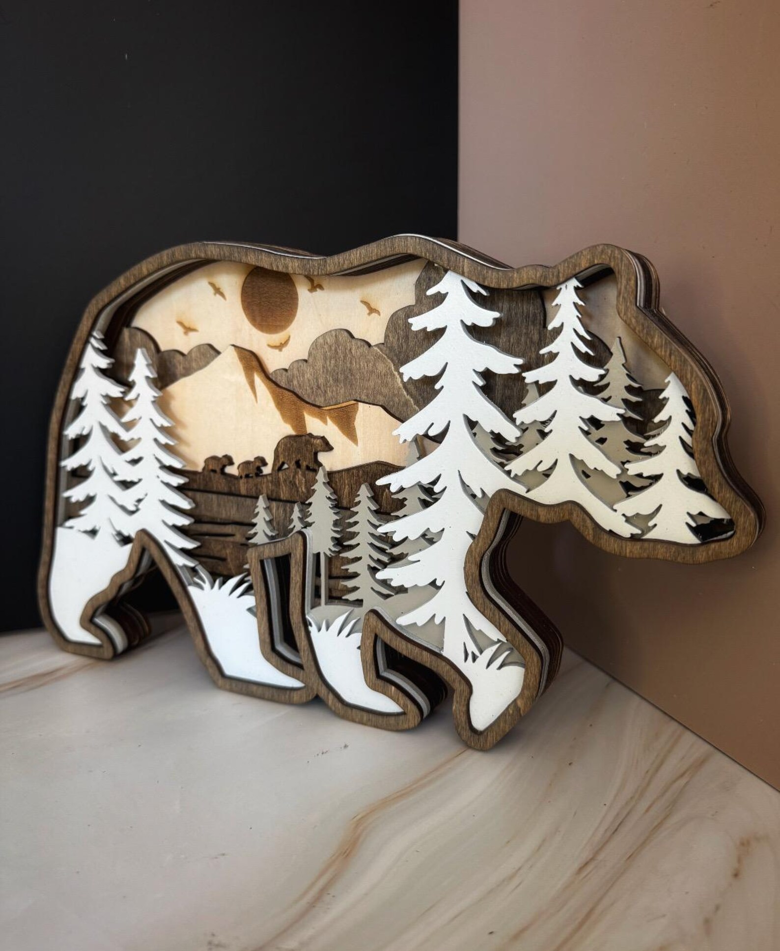 Handmade Multilayer Wooden Bear: Rustic Mountain Decor, Home Decor - Etsy