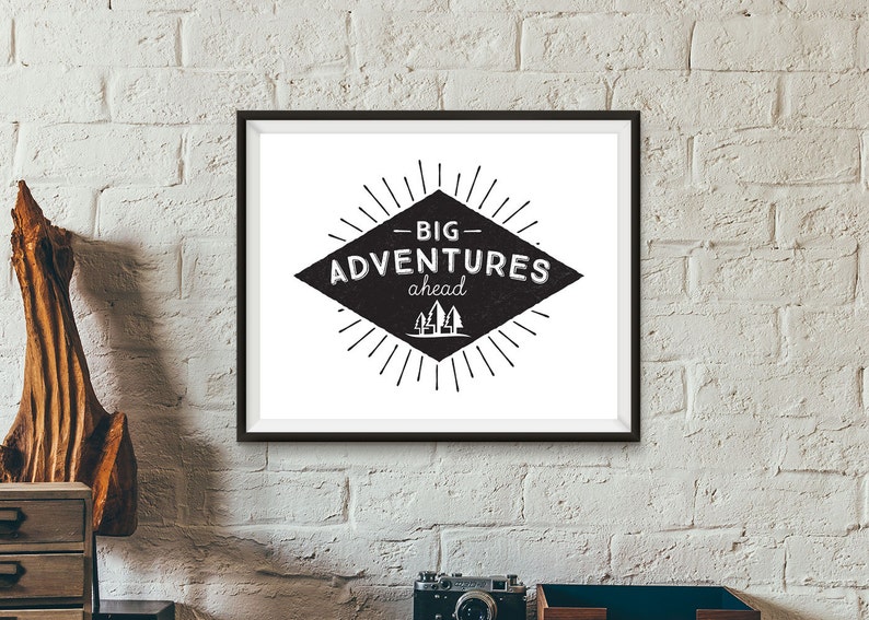 Printable Typography Big Adventures Ahead Art Print | Etsy