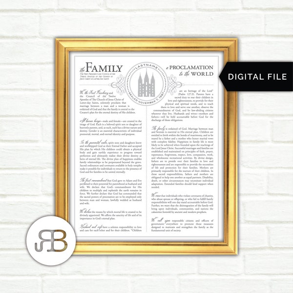 Family Proclamation - Etsy
